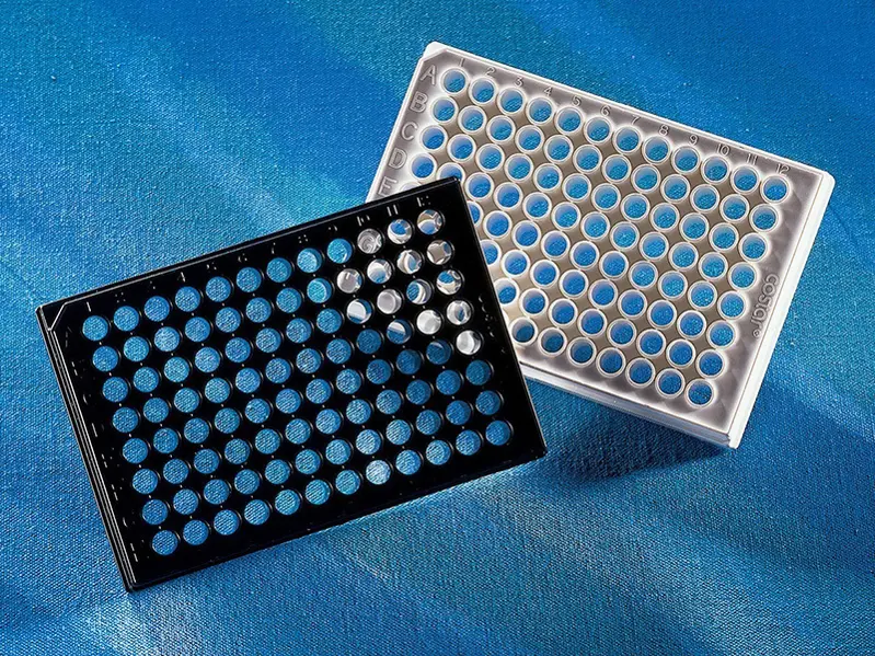 MICROPLAQUE 96 PUITS PS NOIRE/FD PLAT TRANSPARENT HB SS LID VRAC x25 x4 ...