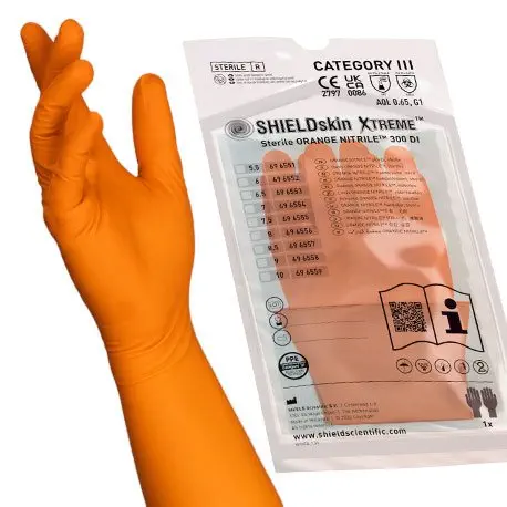 GANTS SHIELDskin Xtreme STERILE ORANGE NITRILE 300DI TAILLE 8 x 20 ...