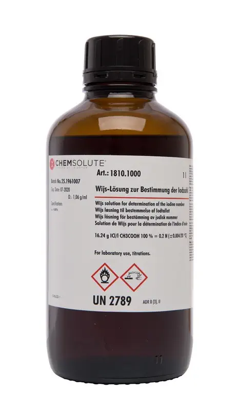 WIJS SOLUTION FOR DETERMINATION OF THE IODINE NUMBER 0,1 MOL/L (0,2N ...